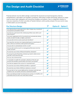 Thank you for downloading Fee Design and Audit Checklist | Freedom Advisors